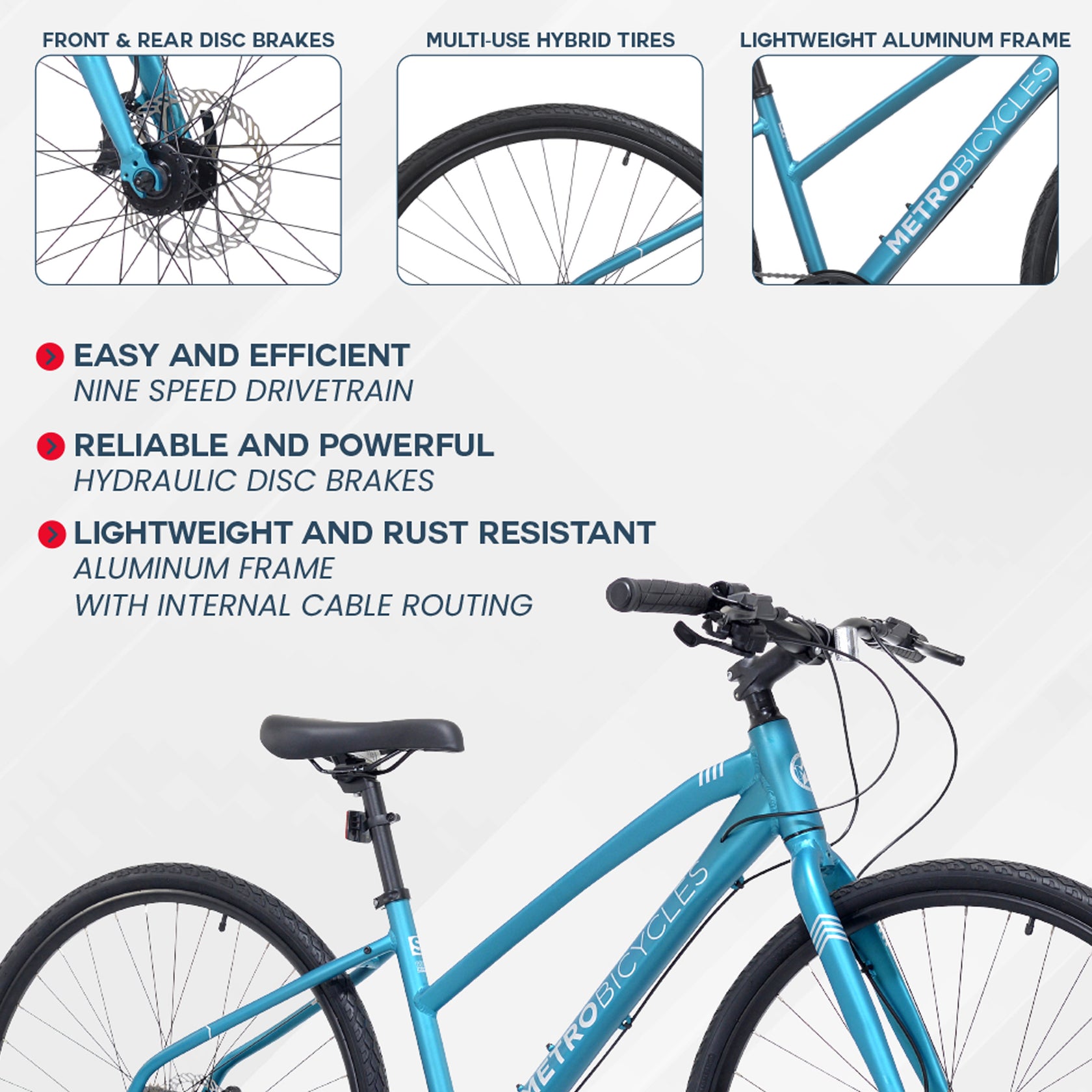 Mendham Bike Co. | Discount Bikes | 700c METRO Bicycles H2 Hybrid Commuter Bike For Adults Ages ...